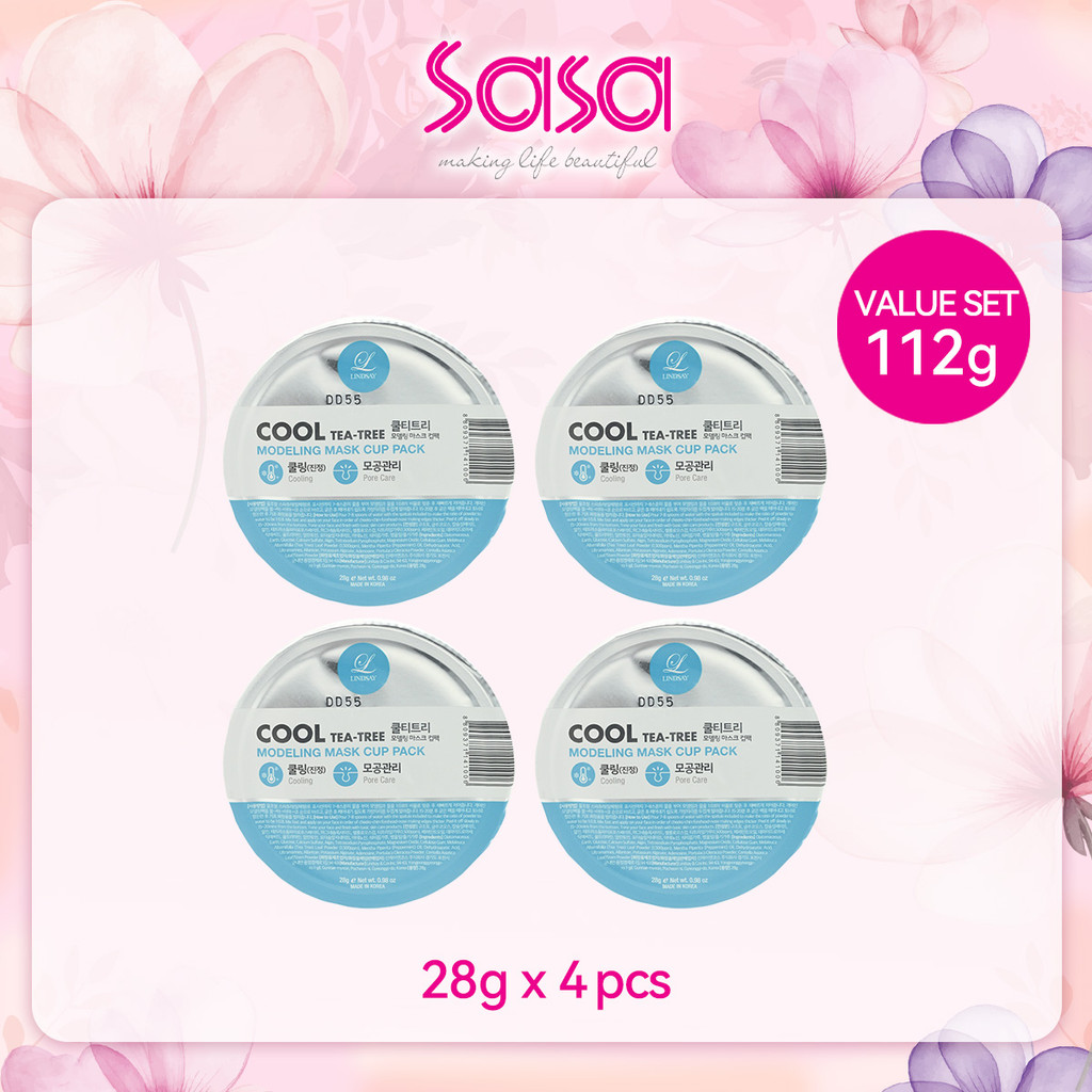 Lindsay Cool Tea-Tree Modeling Mask Cup Pack Value Set (28g x 4pcs ...