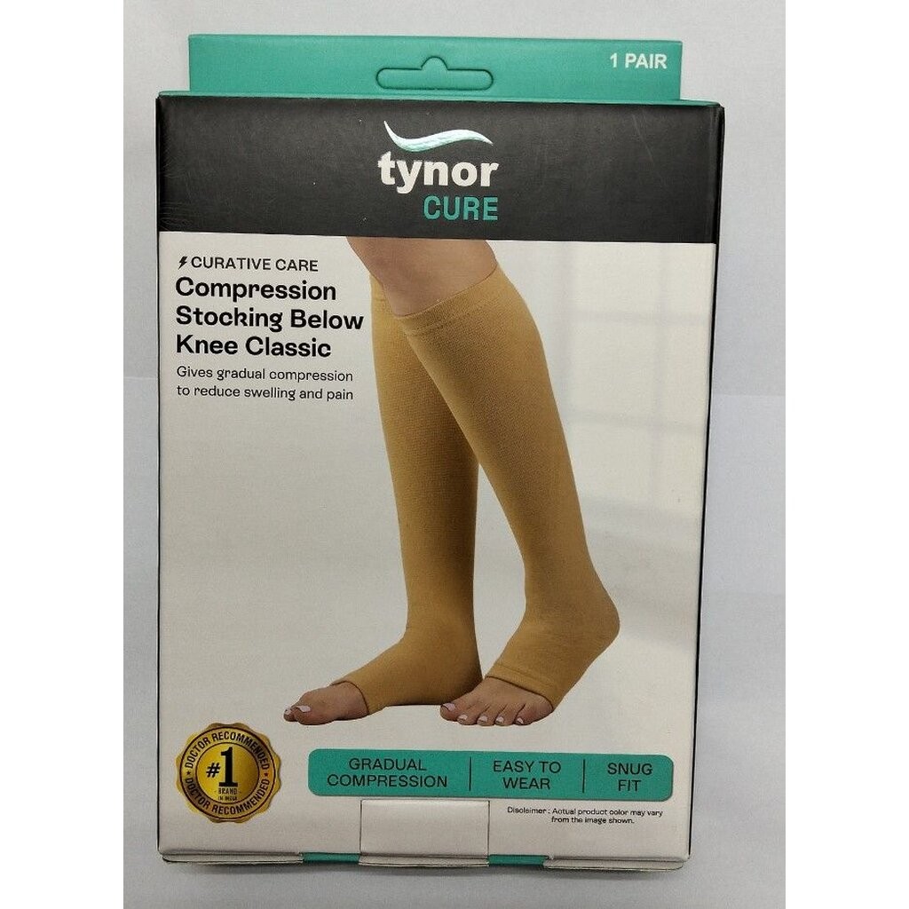 Tynor Compression Stocking Below Knee ถุงน่อง ป้องกัน และบรรเทาอาการเส้นเลือดขอด 1กล่องมี1คู่ ...