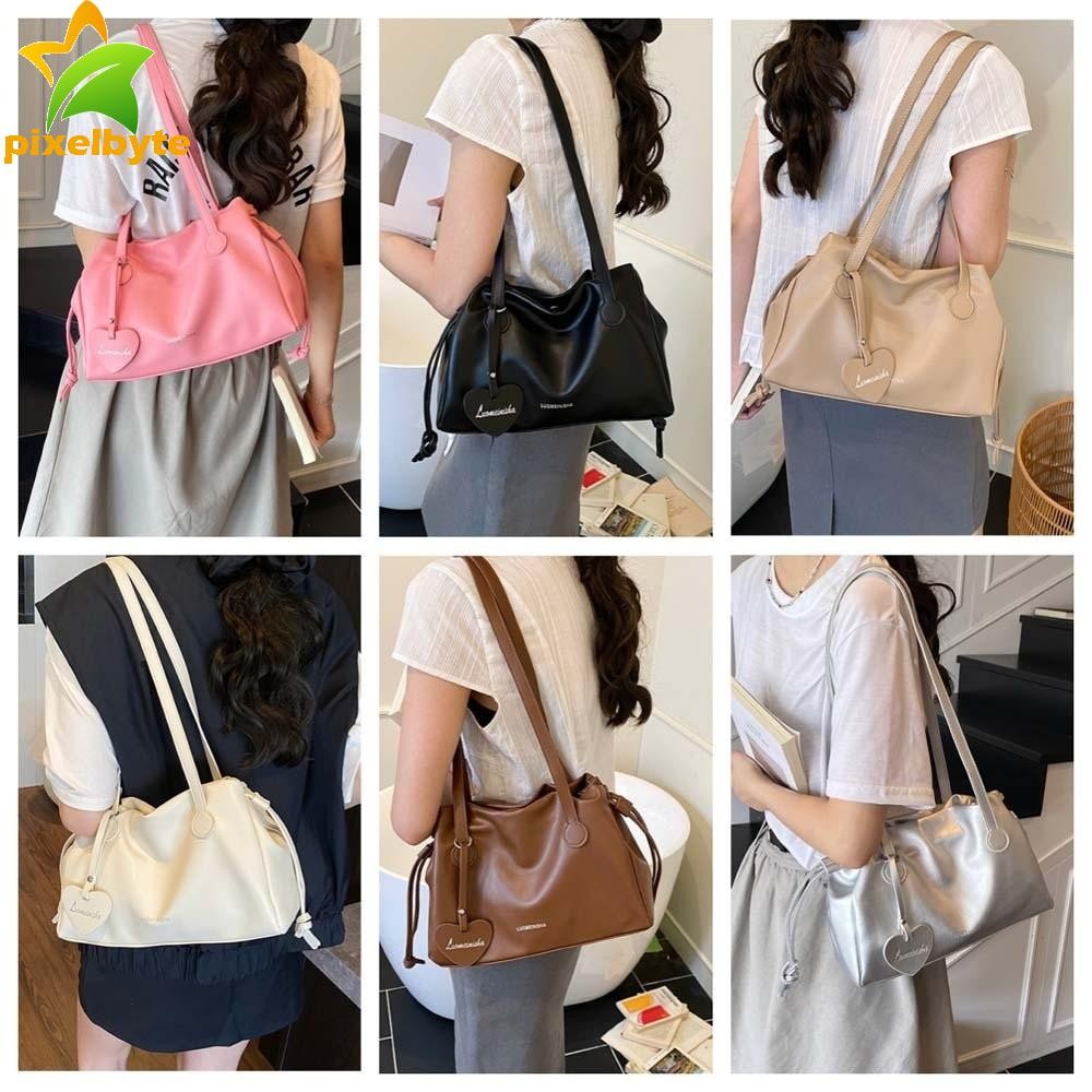 PIXELBYTE PU กระเป๋าสะพายข้าง ขนาดใหญ่ สำหรับการเก็บของได้มาก สไตล์แฟชั่นเกาหลี เหมาะสำหรับการ ...