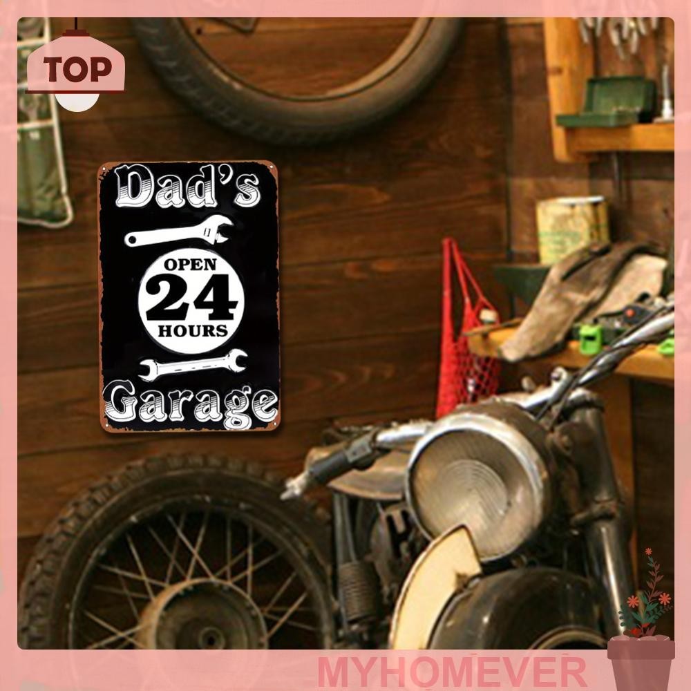 Vintage Metal Dad s Garage Plate ภาพวาดเหล็กสี่เหลี่ยมตกแต่งผนัง 20x30 ซม. [myhomever.th ...