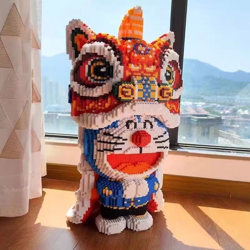 Lion Dance Doraemon บล็อกตัวต่อเลโก้ที่เข้ากันได้ผู้ใหญ่ความยากสูง ...