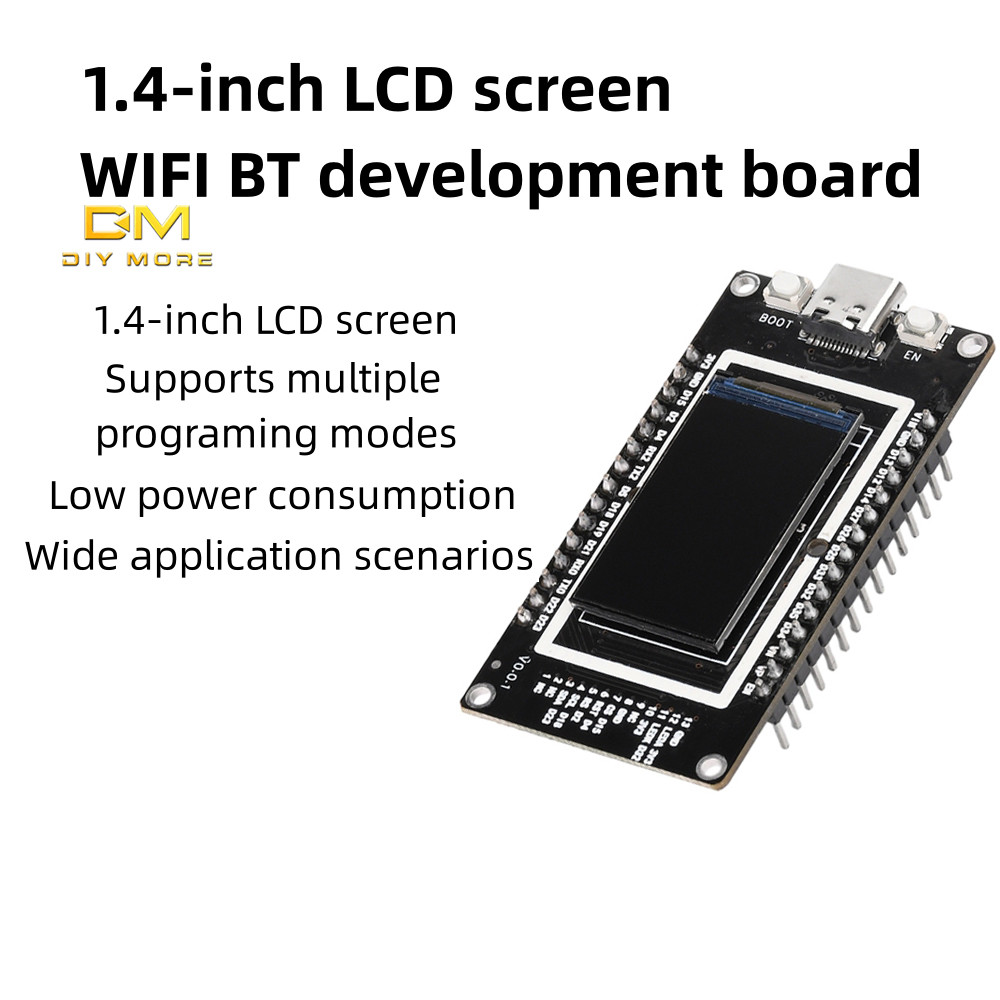 Diymore Esp32 1.4 นิ้วหน้าจอ Lcd Wifi บอร์ดพัฒนาบลูทูธออนบอร์ด Esp32-Wroom-32 โมดูล Type-C ...