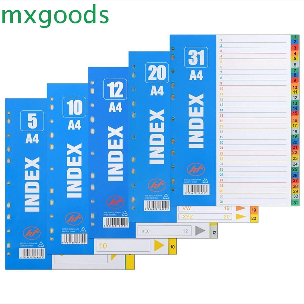 Mxgoods ดัชนีแยกหน้า, 5/10/12/20/31Pages วัสดุ PP ที่แบ่งใบหลวม, สีอเนกประสงค์ A4 ขนาด 11 หลุม ...