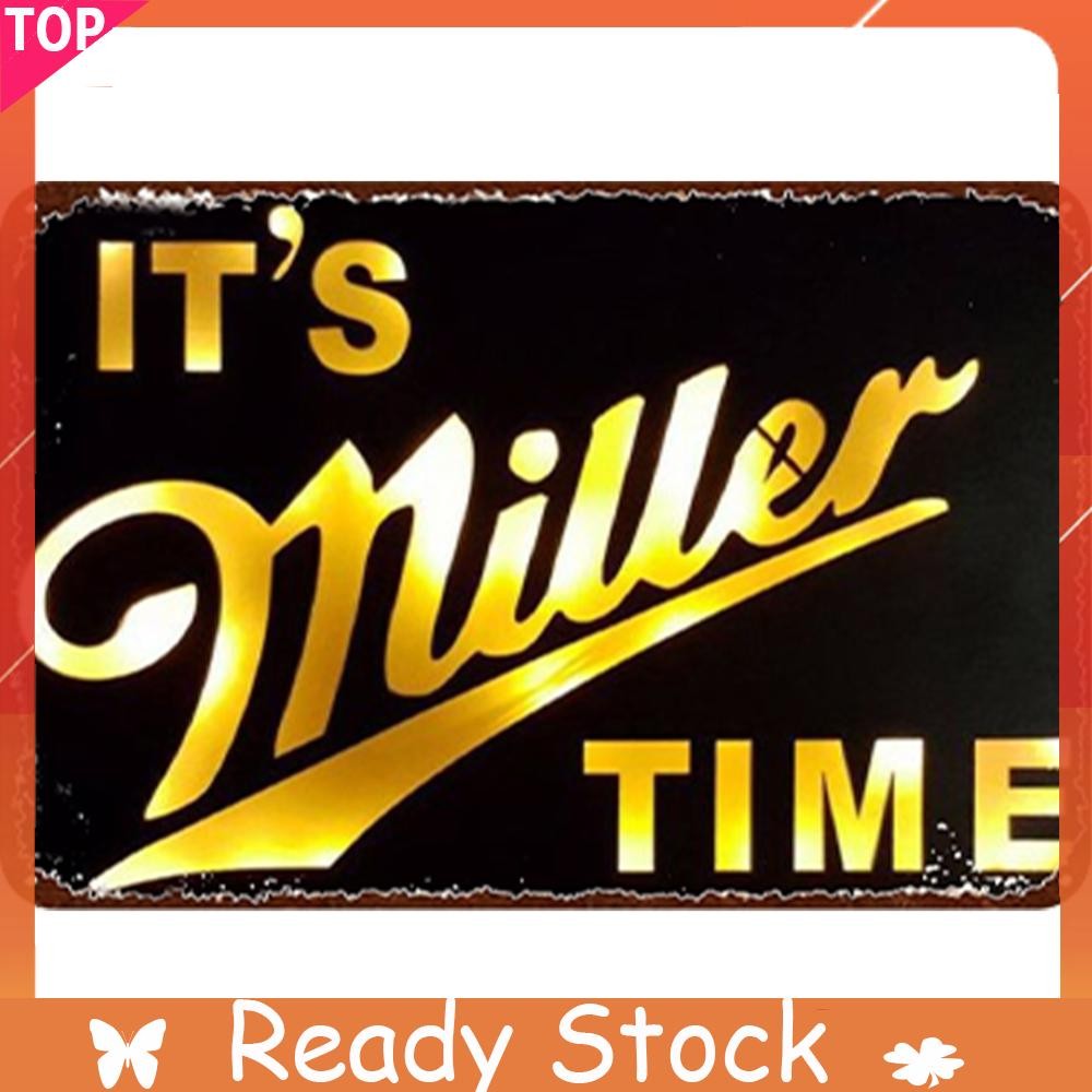 Vintage Metal Plate Miller Time ภาพวาดเหล็กสี่เหลี่ยม Home Bar ...