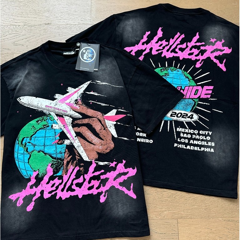 สมจริง Hellstar Letter Earth Plane พิมพ์ Hell Star Wash Water เสื้อยืด ...