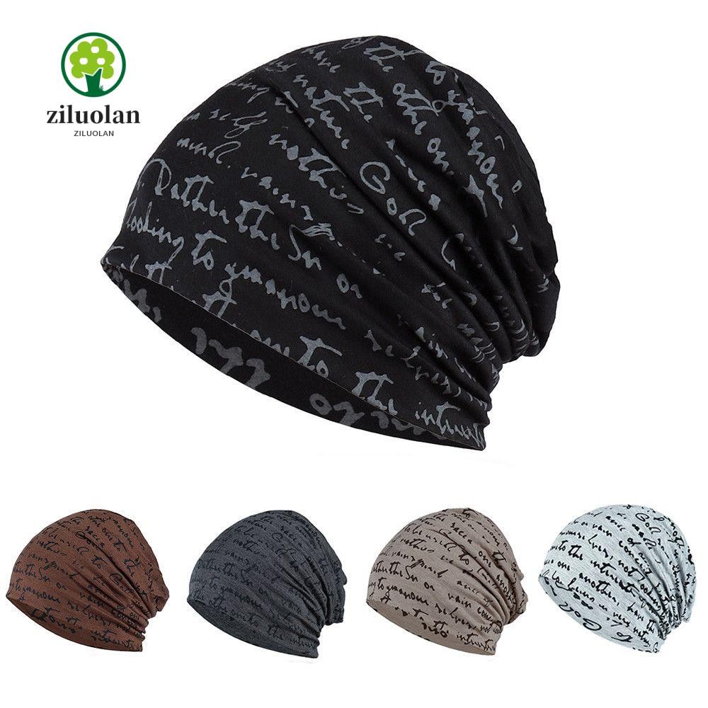 Ziluolan หมวกผู้ชายพิมพ์ตัวอักษร Goth Bonnet หมวกถัก Nightcap | Shopee ...