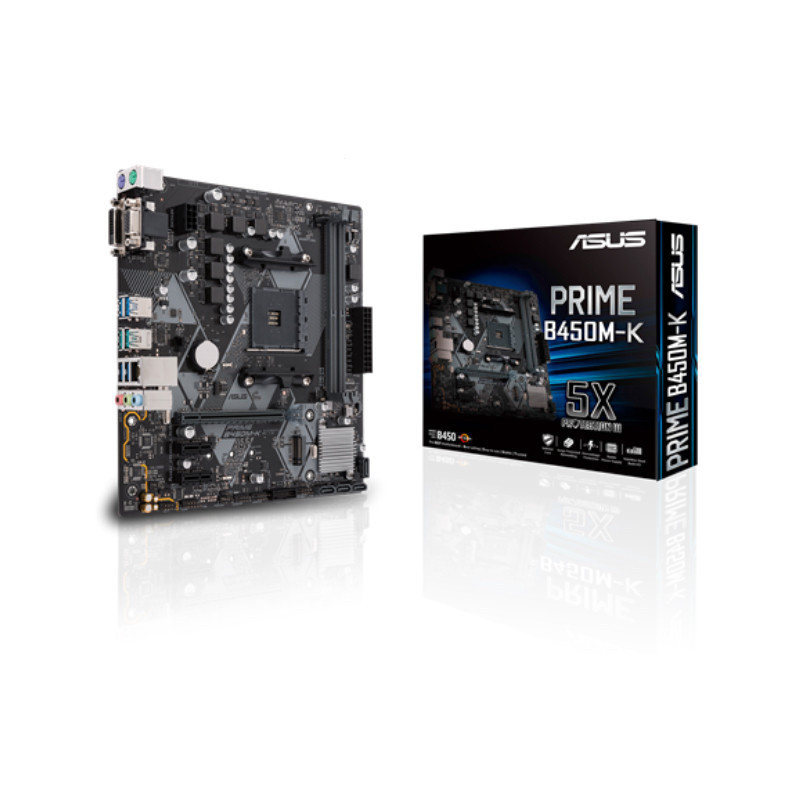 Asus PRIME B450M-K AM4 2xDDR4 DIMM ซ็อกเก็ตเมนบอร์ดโดยใช้ชิป AMD B450 ...