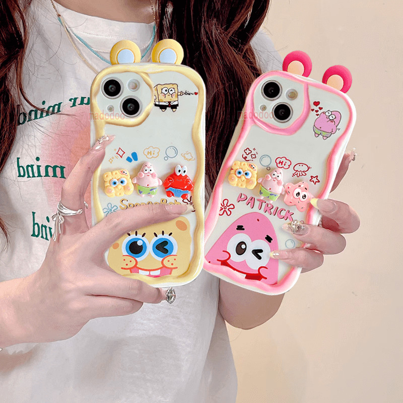 เคส Wavy Edge Cartoon Cute 3D SpongeBob Patrick Star doll For Redmi ...
