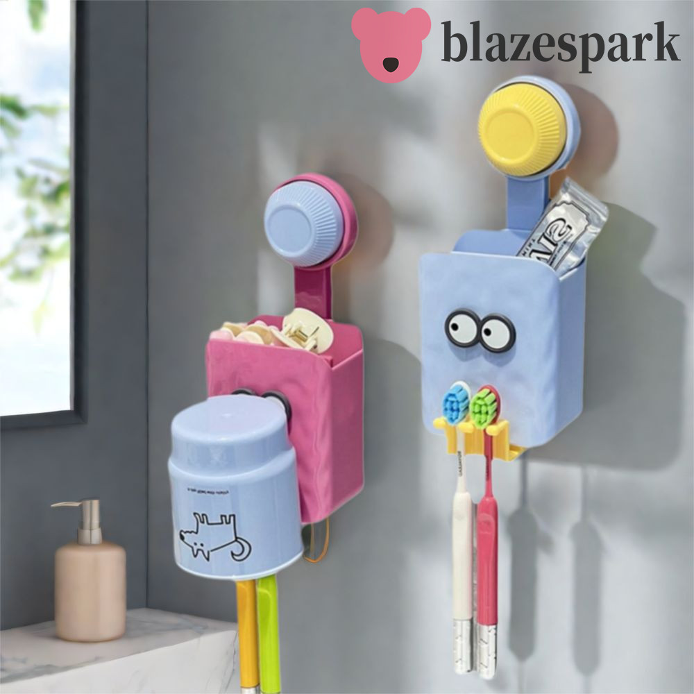 BLAZESPARK ชั้นเก็บแปรงสีฟัน 4 ชิ้น, ที่วางแปรงสีฟันถ้วยดูดพลาสติกติดผนัง, ที่เก็บยาสีฟัน ...