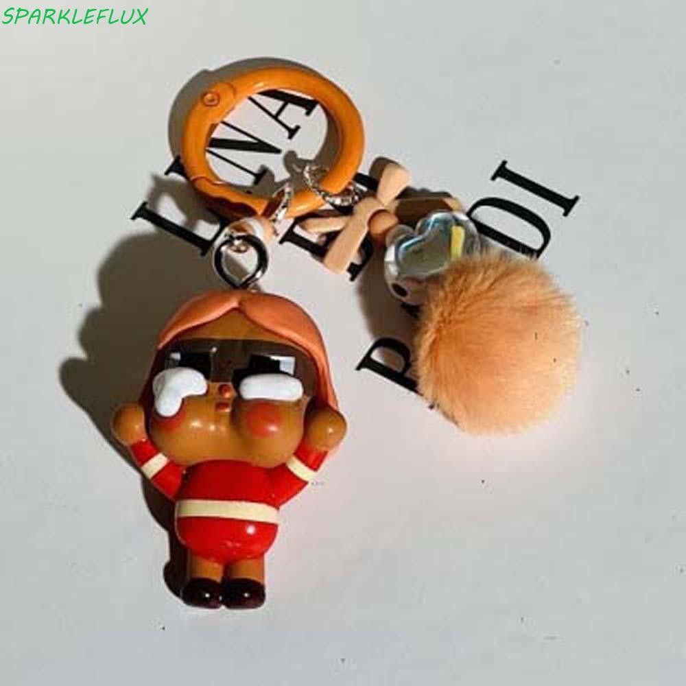 SPARKLELUX ชุดตุ๊กตาพวงกุญแจ,ซิลิกาเจลลูกอมสี Flocking Crybaby Key แหวน, 3D Cross Dressing Bag ...