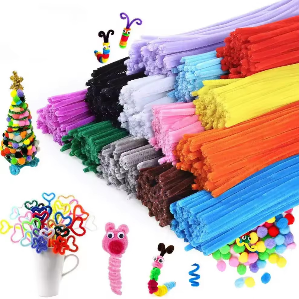 นุ่ม Fuzzy Sticks ลวด Multicolor Diy Craft ท่อทําความสะอาด Chenille ...