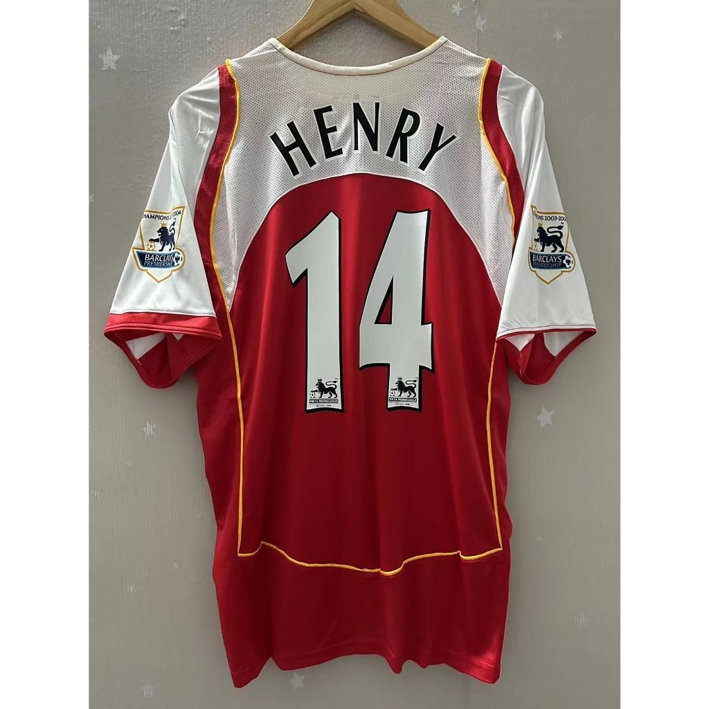 04-05 Arsenal BERGKAMP HENRY คุณภาพสูง Home Retro Football Jersey เสื้อ ...