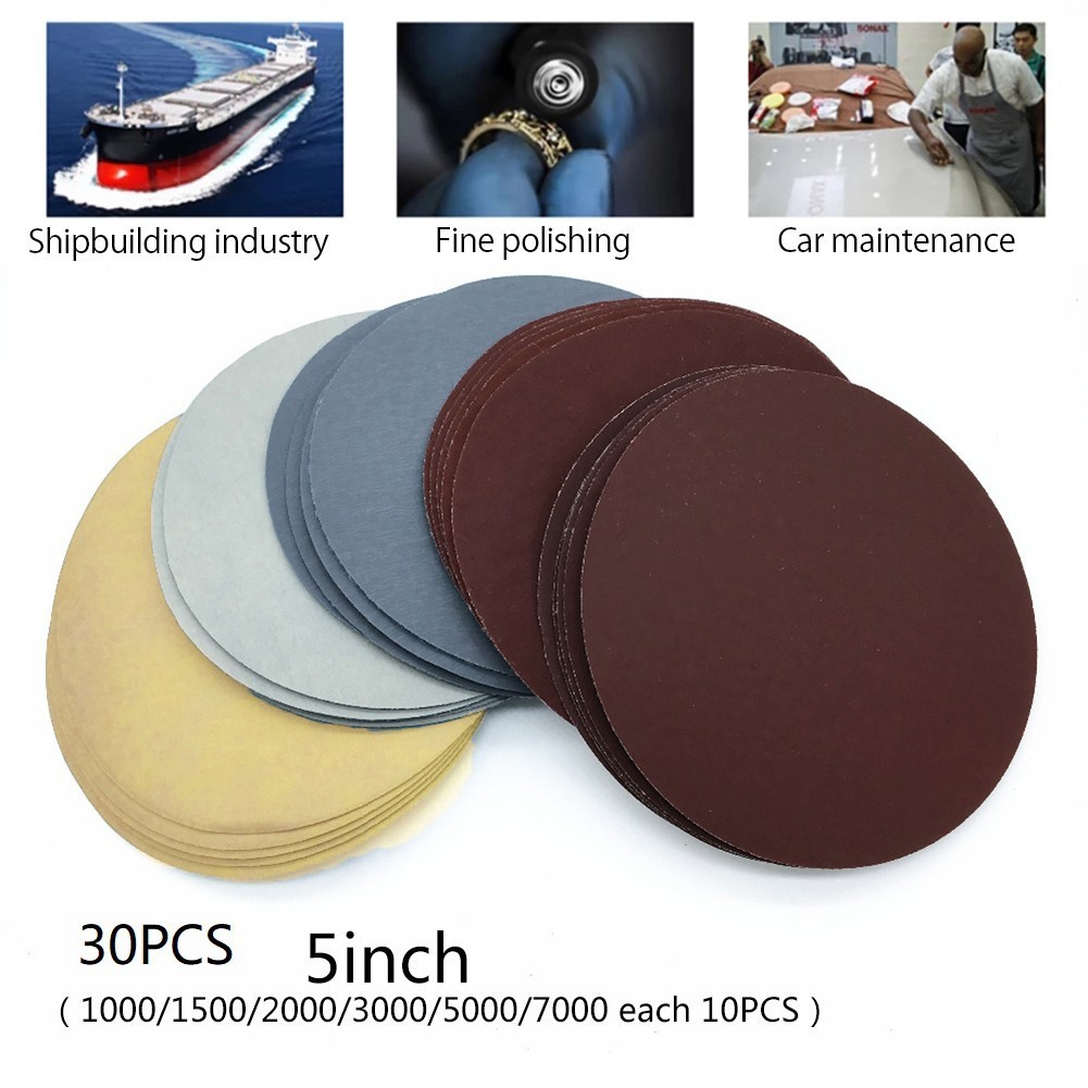 (DELA) 30 ชิ้น/เซ็ต 125 มม.กรวด 1000 # /1500 # /2000 # /3000 #/ 5000 #/ 7000 # แผ่นขัดคุณภาพสูง ...