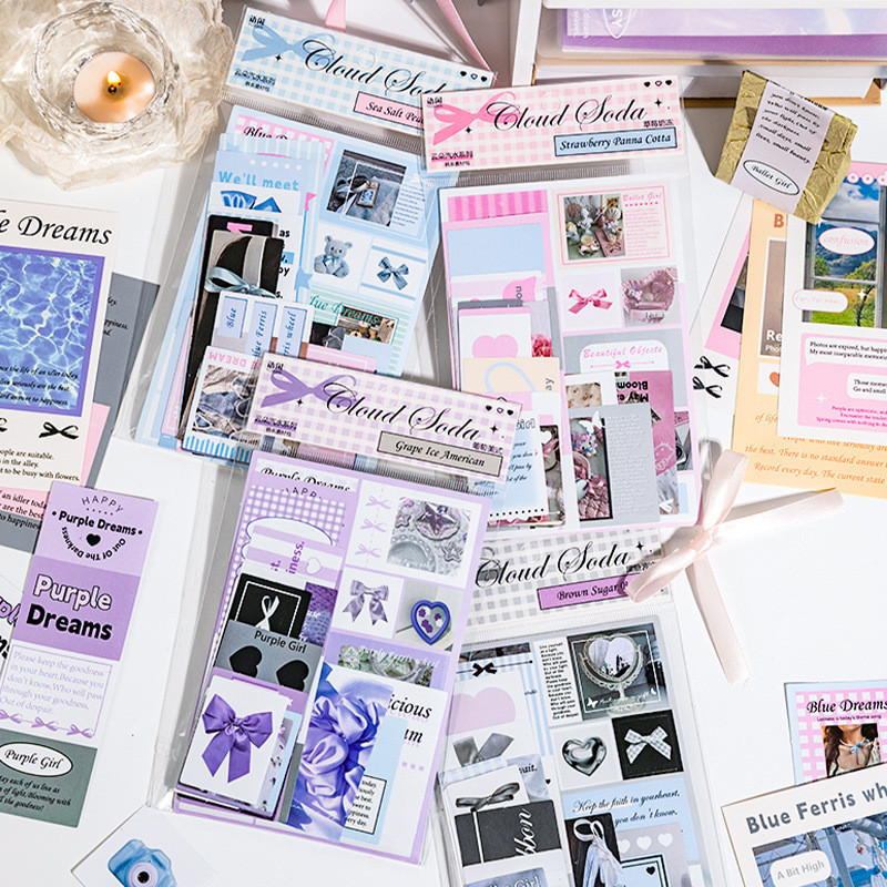 Mr.paper Sticker Material Pack 17 pieces stickers 14 pieces Stock Paper ...