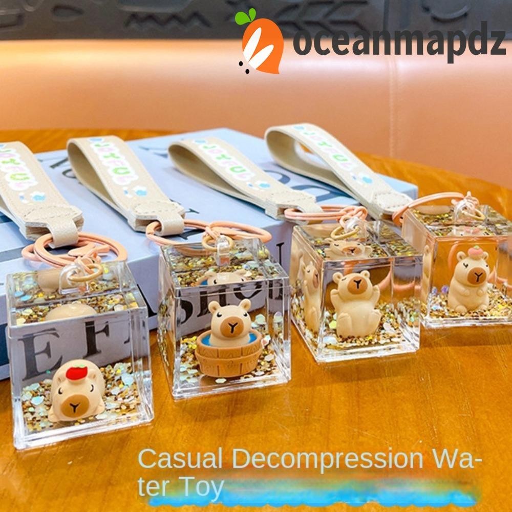 Oceanmapdz Capybara Quicksand ขวดพวงกุญแจ,โปร่งใส Moving Liquid Liquid Quicksand Capybara พวง ...