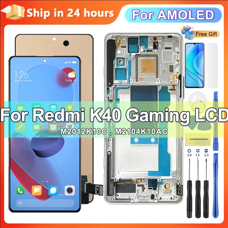 Amoled สําหรับ Xiaomi Redmi K40 Gaming Pantala LCD M2012K10C M2104K10AC จอแสดงผลหน้าจอสัมผัส ...