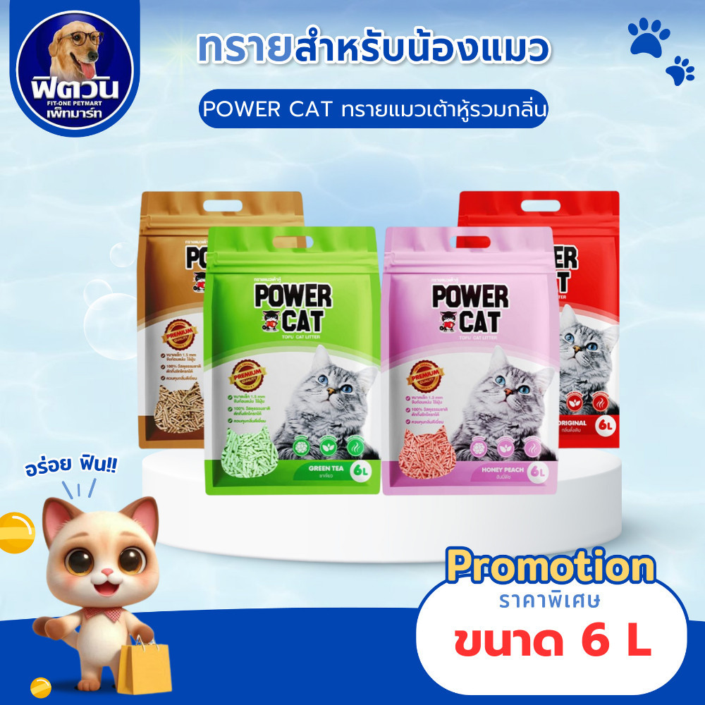ทรายแมวเต้าหู้ Power Cat 6 ลิตร{ทรายแมว} | Shopee Thailand