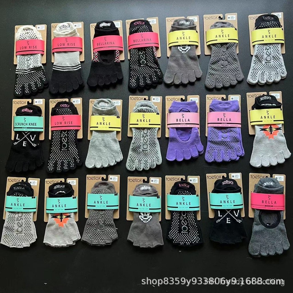 Glued anti slip yoga socks toesox five finger socks Pilates half toe ...