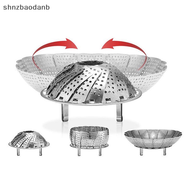 [shnzbaodanb] จานพับไอน้ําสแตนเลสตะกร้านึ่งอาหารผักผลไม้หม้อหุงข้าว Multi-Function เนื้อถาดนึ่ง ...