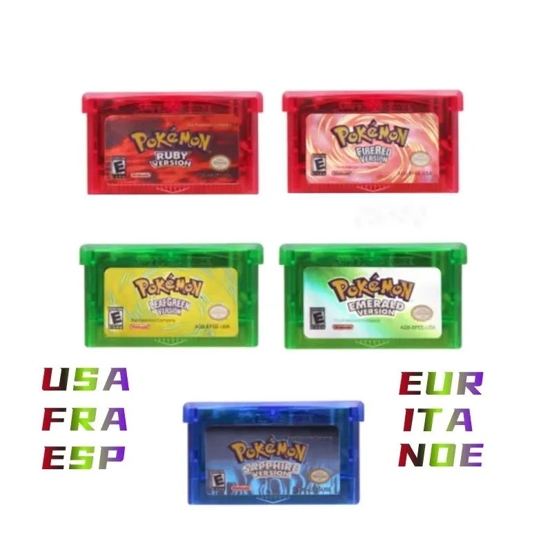 [NEW] 32-bit คอนโซลวิดีโอเกมการ์ด Gba ตลับหมึกเกม Pokemon Emerald ...