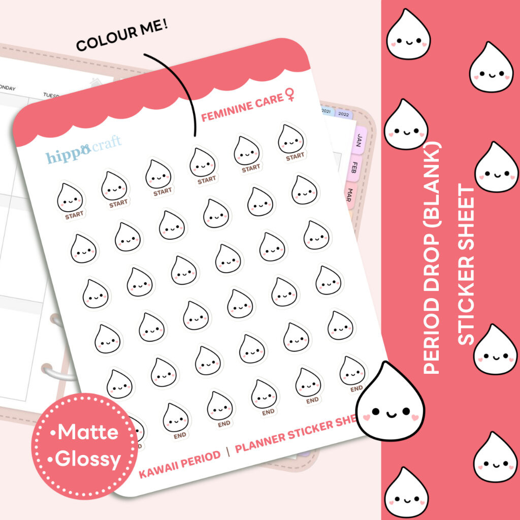 Period drop (blank) Planner sticker sheet สติ๊กเกอร์ไดคัท เตือนความจำ ...