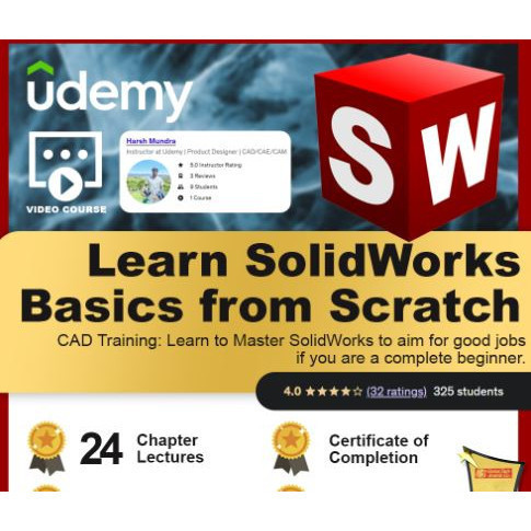 [Video Course] Learn SolidWorks Basics from Scratch ( 24 Lectures, 5 ...