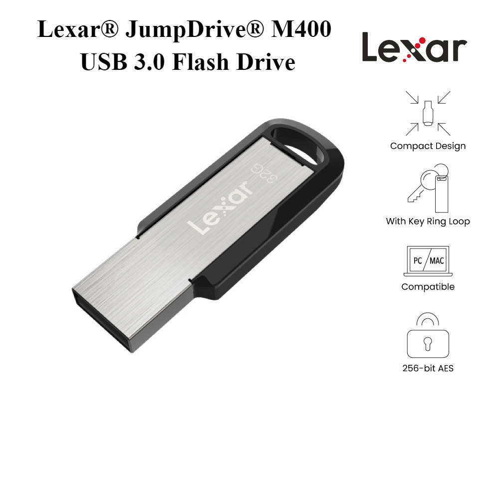 Lexar JumpDrive M400 32GB - 256GB USB 3.0 Flash Drive, USB 2.0 ยูเอสบี แฟลชไดรฟ์ ประกันศูนย์ 5 ...