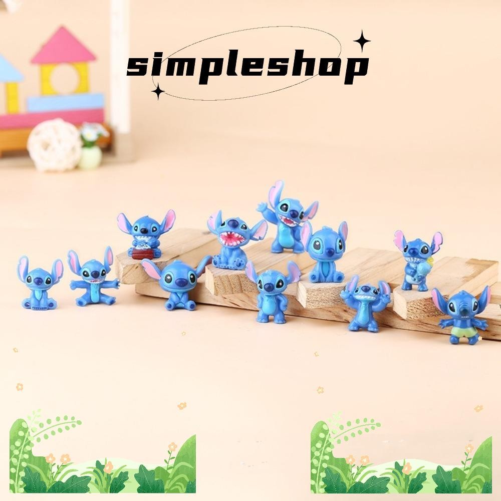 Simple 12 ชิ้นอะนิเมะตัวเลข Stitch ตุ๊กตา, มินิ PVC รูปการ์ตูน Stitch ...