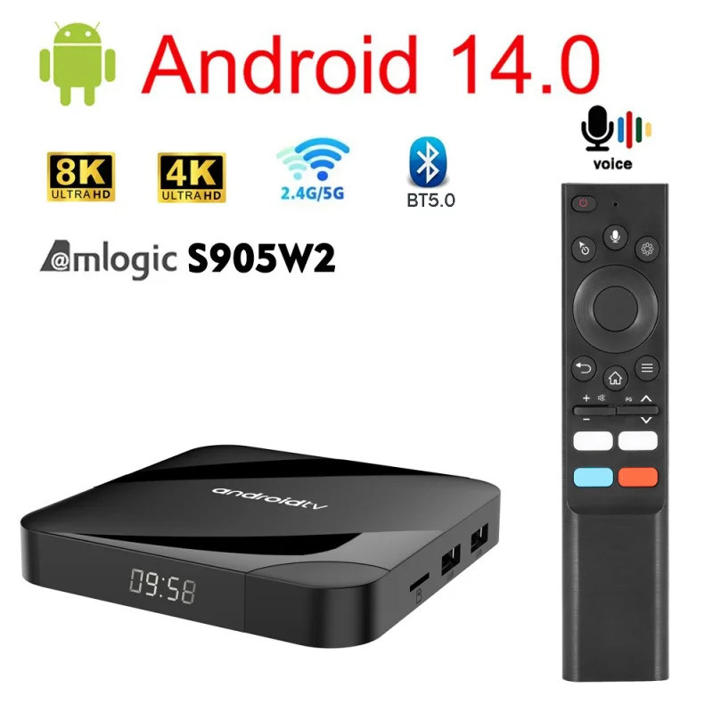 ATV W2 TV Box Android 14 TV98 ATV amlogic S905W2 IPTV 5G dual WiFi 8K 4K Media Player Voice ...