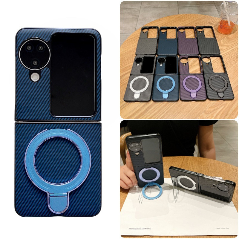 Slim คาร์บอนไฟเบอร์แหวนขาตั้งเคสโทรศัพท์ OPPO Find N3 N2 Flip Casing ...