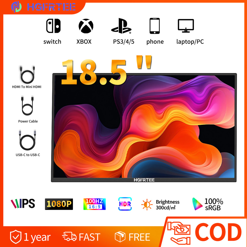 HGFRTEE 18.5inch 60HZ Portable Gaming Monitor 1080P FHD พร้อม USB C ...