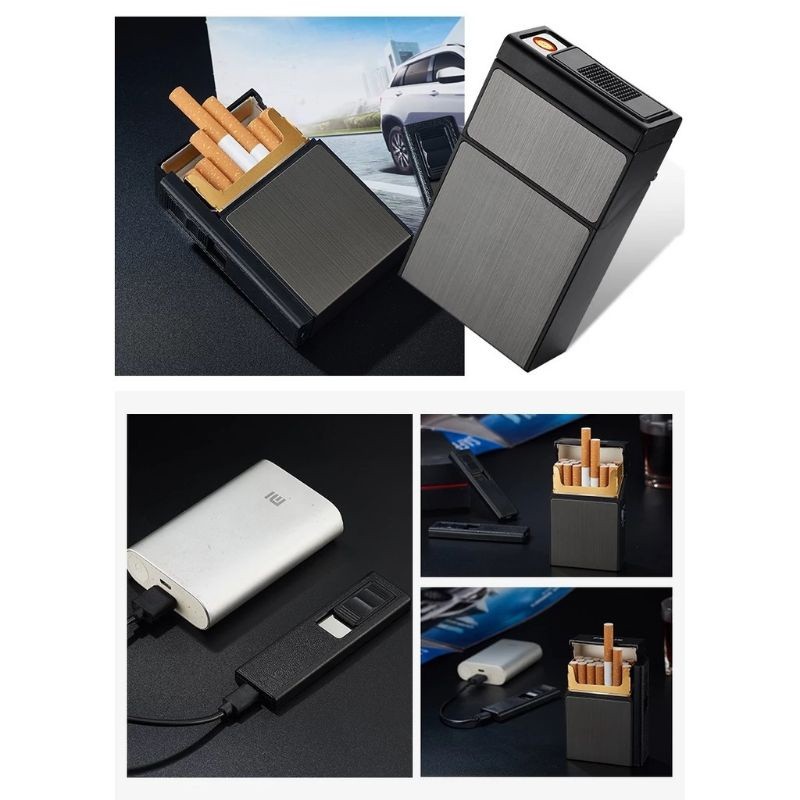 2 in1 กล่องใส่บุหรี่ พร้อมไฟขดลวด อุปกรณ์จุดไฟ ชนิดชาร์จไฟด้วยสาย USB รุ่น YH048 | Shopee Thailand