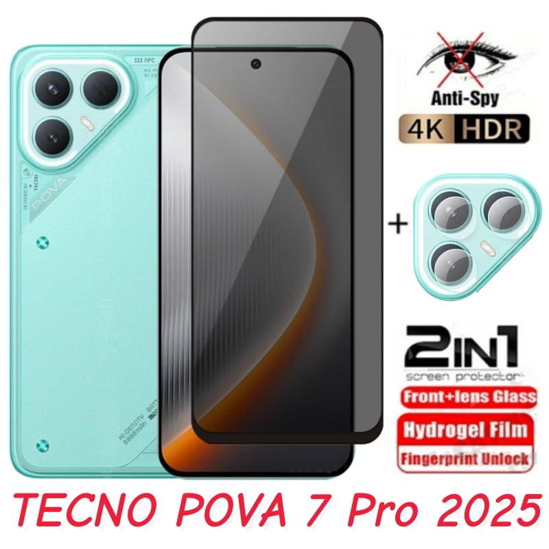 สําหรับ Tecno Pova 7 Pro 5G 2025 กระจกนิรภัยส่วนตัว Anti-Spy คลุม ...