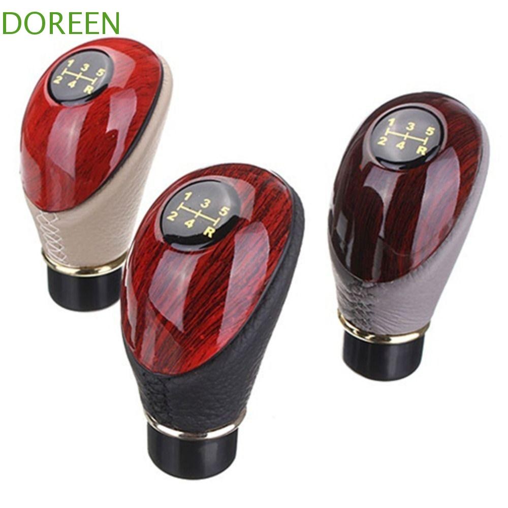 DOREEN 5-Speed Lever PU หนังรถบรรทุกประณีตเลียนแบบไม้พีช Universal Gloss รถ Shift Knob | Shopee ...