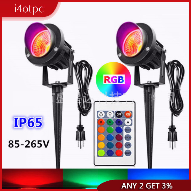 I4otpc LED COB Spike โคมไฟสนามหญ้ากันน้ํา RGB 7 สีเปลี่ยนรีโมทคอนโทรลสวนเส้นทางสปอตไลท์ 10W ...