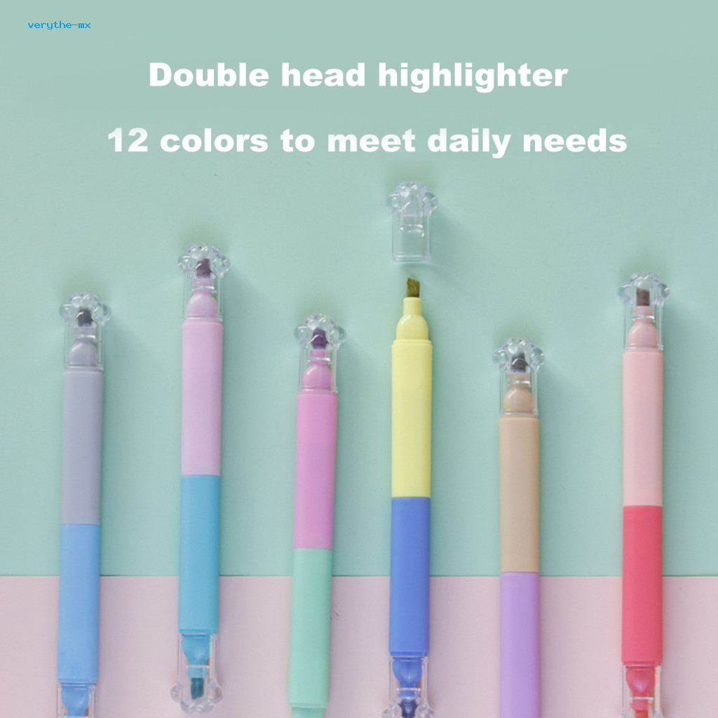 Verythe Double-headed Highlighter ปากกา Multi-color Highlighter ชุด 6 ...