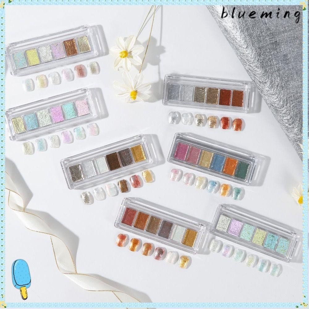 Blueming2 Aurora Ultra Bling Mud, โอปอลไฟ 6 สีเล็บแข็งเม็ดสี, คริสตัล ...