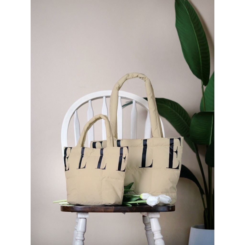 ELLE HOMME BAG กระเป๋าผ้า Puffy Bag Marshmallow ใบเล็ก สกรีน ELLE 4 สี ...