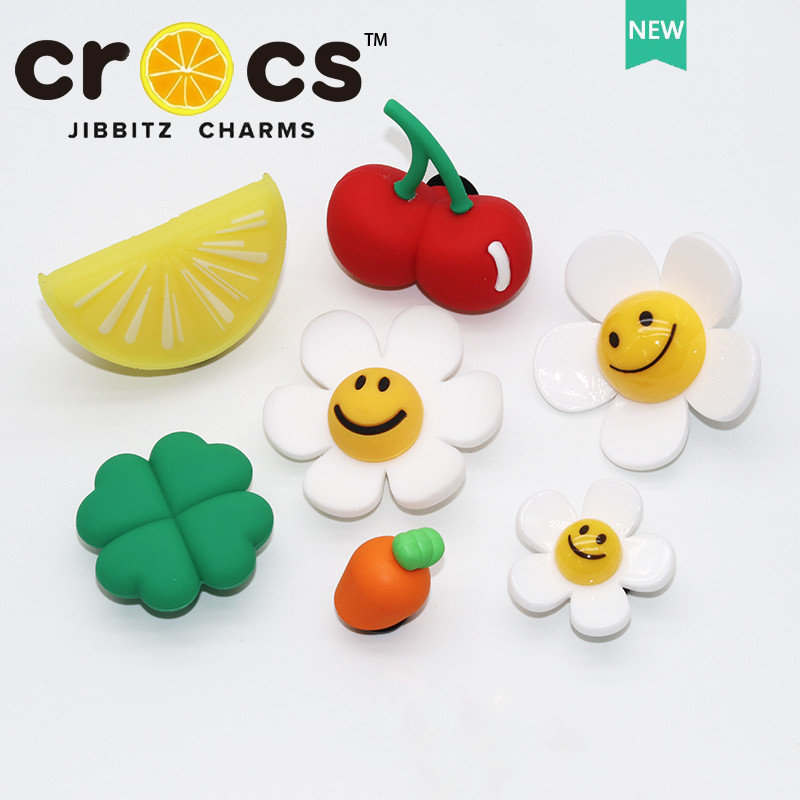 Jibbitz Crocs Charm รองเท้าหัวเข็มขัด 3D Diy Lemon Four-Leaf Clover ดอก ...