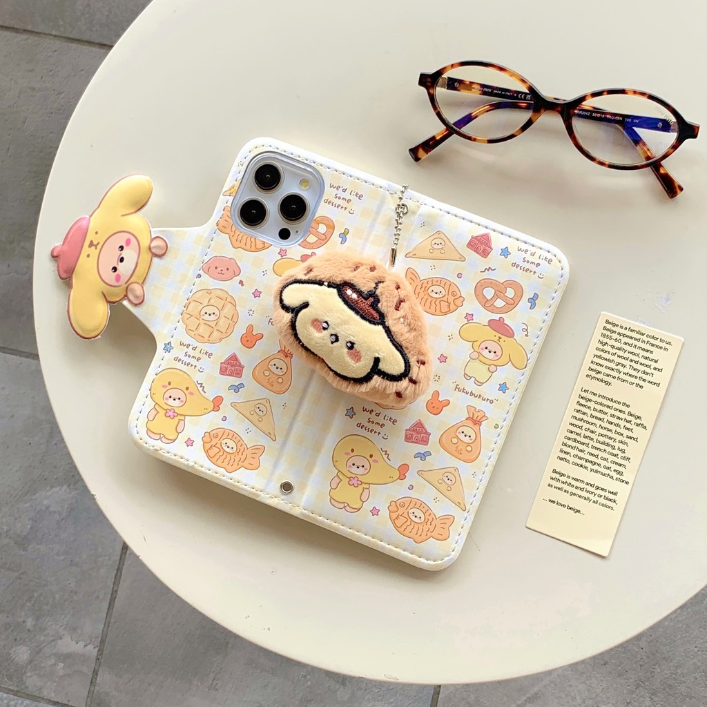 Pom Purin ผู้ถือบัตรแขวน PU Filp สําหรับ Apple iPhone 16 15 14 13 12 ...