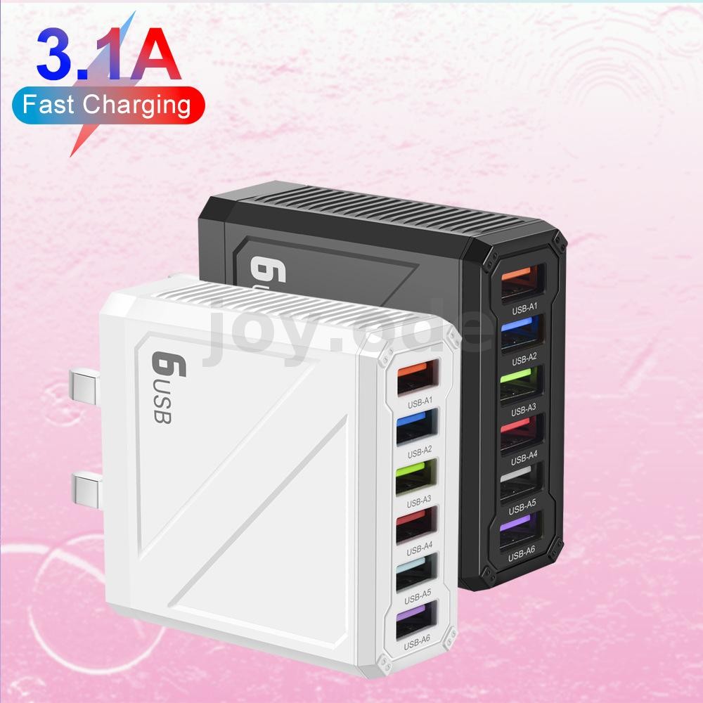 LYK-885 15W 3.1A 6-Port USB Charger 6USB-A Fast Charging Wall Charger อะแดปเตอร์ EU ปลั๊ก US ...