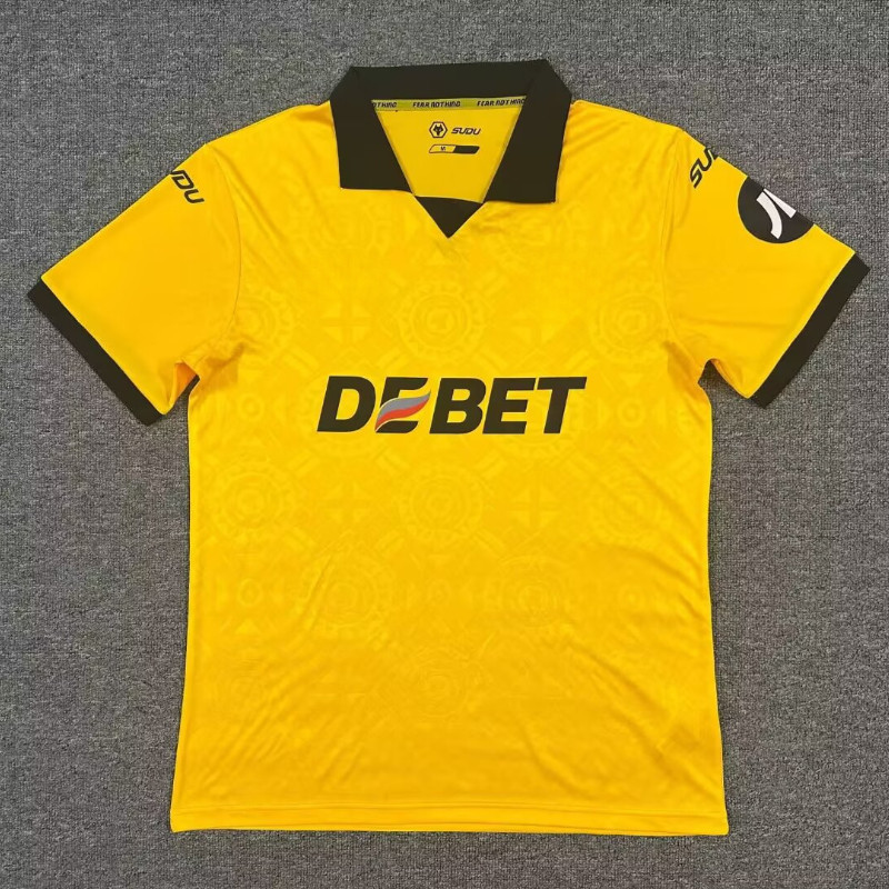 25-26 Wolves Wolves Home Yellow Short Sleeve Jersey S-XXL Athleisure ...