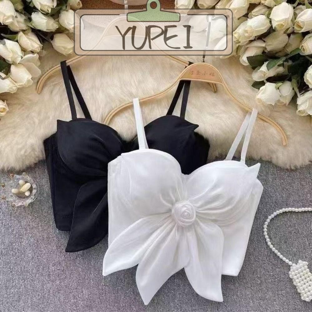 YUPEI เสื้อกล้ามลายกุหลาบ แบบครอปเนื้อยางยืด ไม่มีสาย เสริมไหล่ สำหรับแฟชั่นสตรี | Shopee Thailand