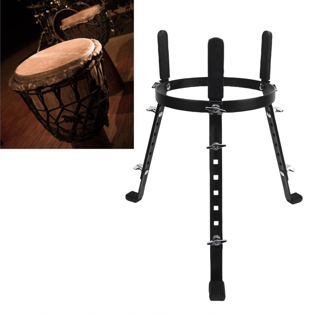 Conga Drum Stand Holder Iron Black Color Secure Locking สำหรับการฝึกฝน ...