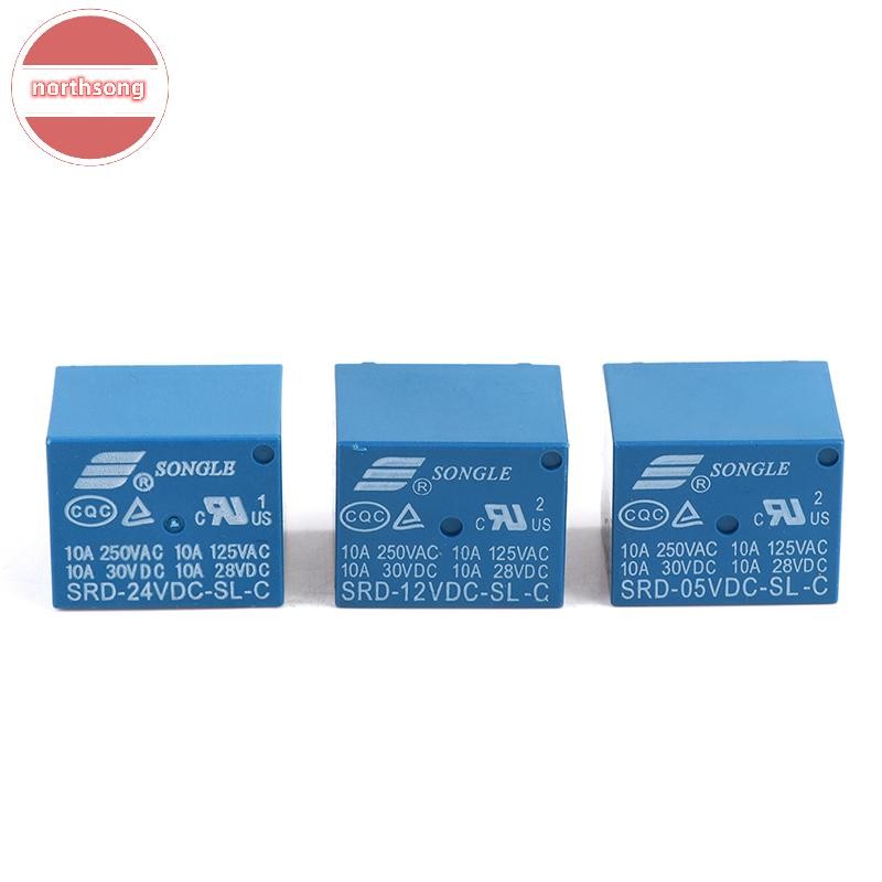 NOR 10 ชิ้นรีเลย์ DC 5V 12V 24V SRD - 250VAC 10A 5PIN รีเลย์ไฟ TH ...