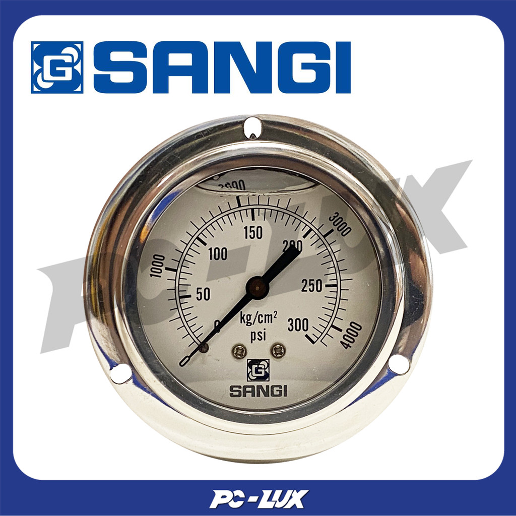 SANGI เกจ์วัดความดันมีน้ำมัน/แกนหลัง+ปีกบน OIL Type D, 60mm 0-300 Kg ...