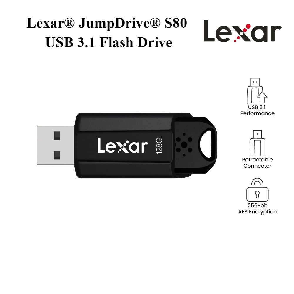 Lexar JumpDrive S80 ความจุ 32GB - 512GB USB 3.1 Flash Drive, USB 3.0, 2 ...