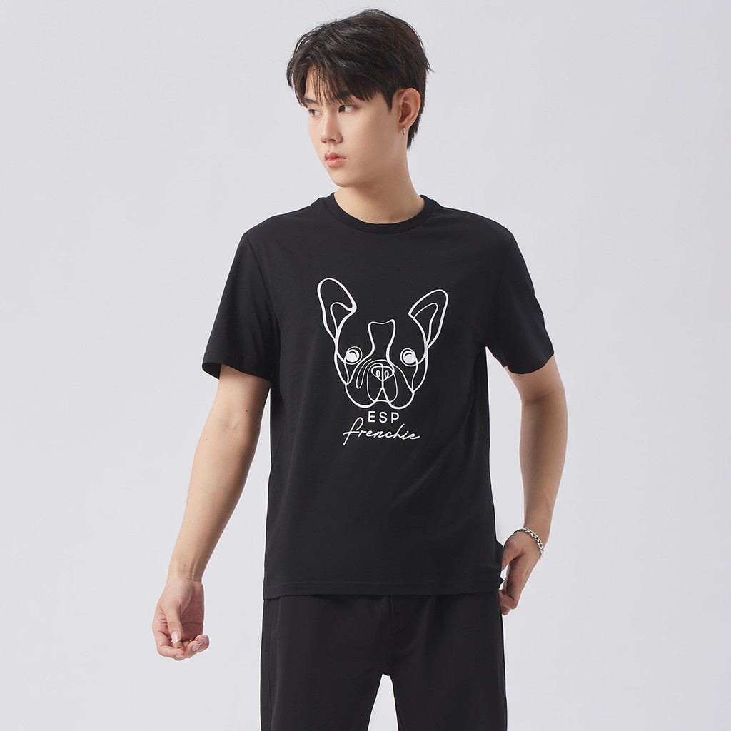 ESP เสื้อทีเชิ้ตลายเฟรนช์ชี่ อีซี่ ผู้ชาย สีดำ | Frenchie Eazy Tee ...