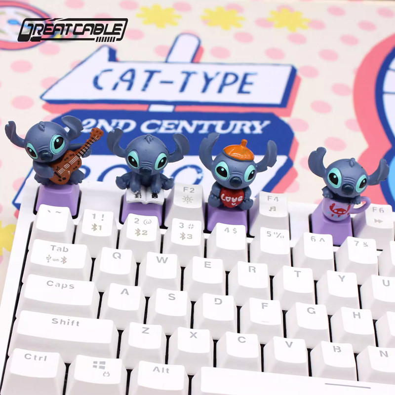 Stitch Personality Mechanical Keyboard Cap 3D Cute Star Doll Cross Axle ...