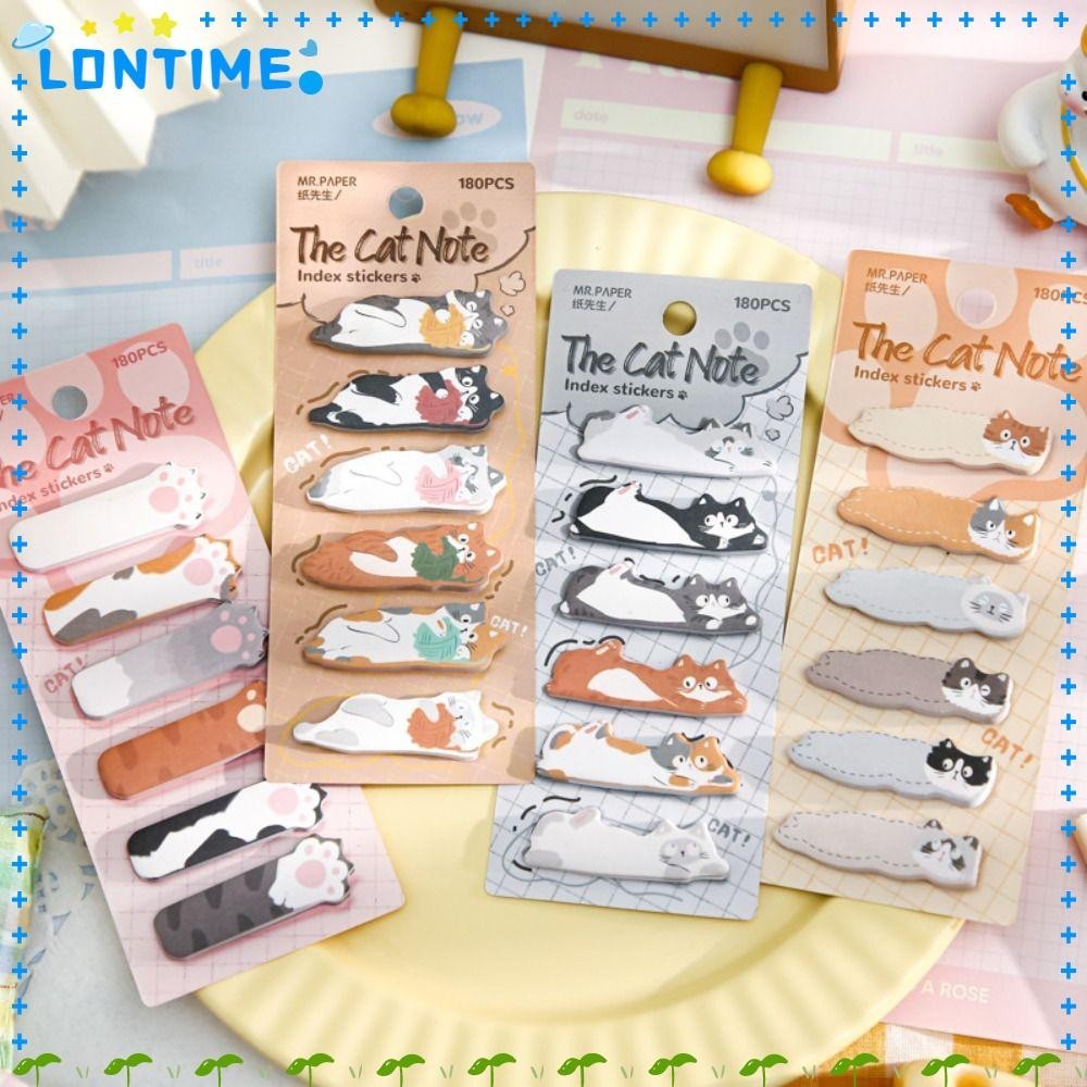 Lontime Cat Index สติกเกอร์, กระดาษการ์ตูน Cat Note Tabs, Self กาว ...